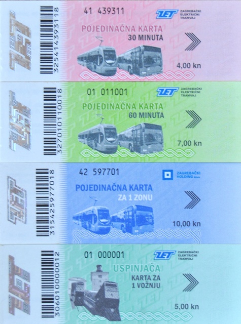 Papirnata karta ZET - Javni prijevoz u Zagrebu