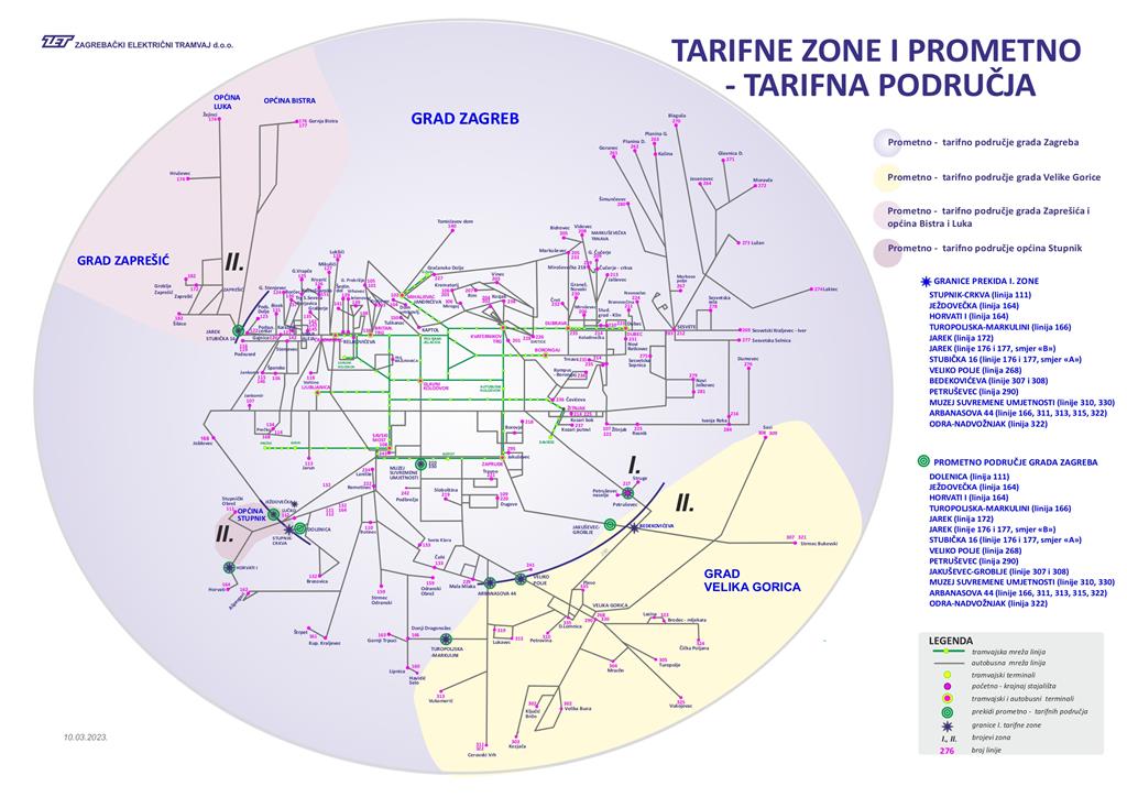 Detaljnije o zonama i tarifnim područjima ZET - Javni prijevoz u Zagrebu